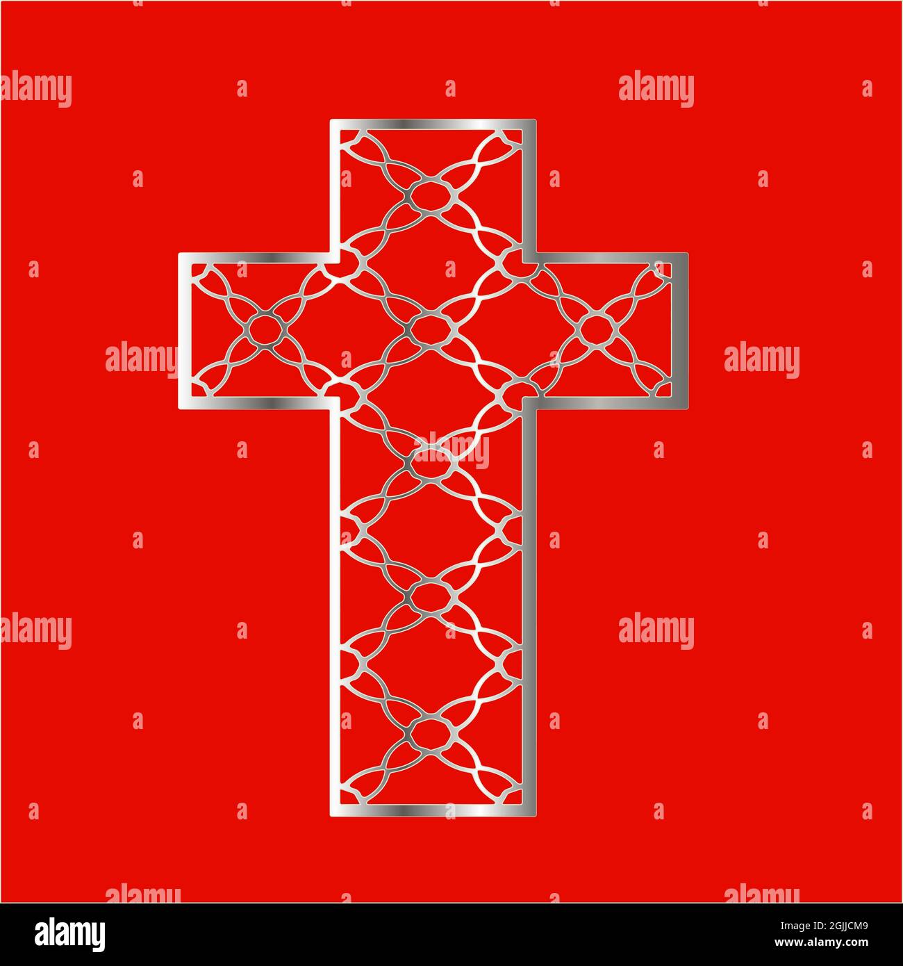 cross with patterns of metal on a red background Stock Vector Image ...