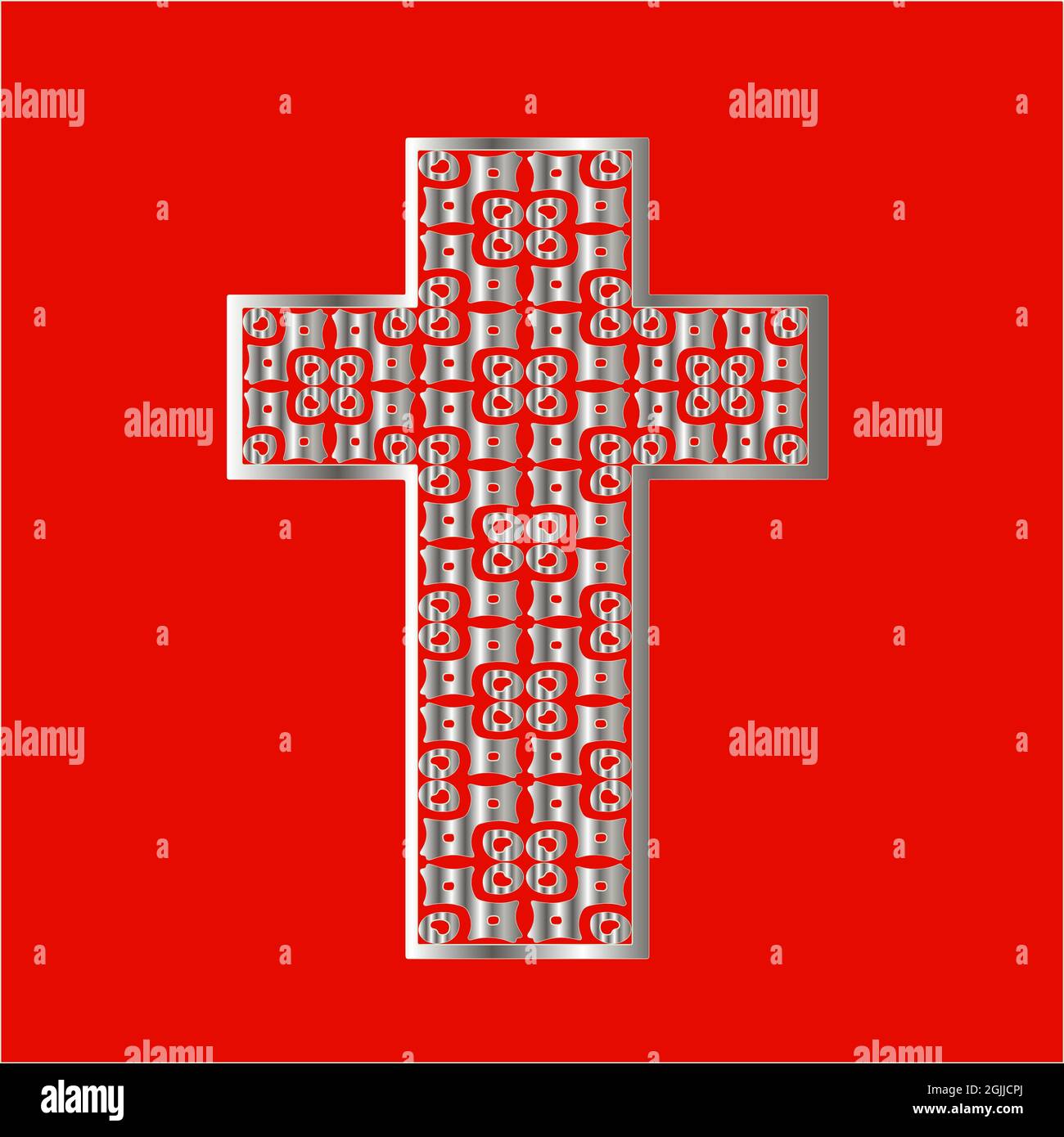 cross with patterns of metal on a red background Stock Vector Image ...