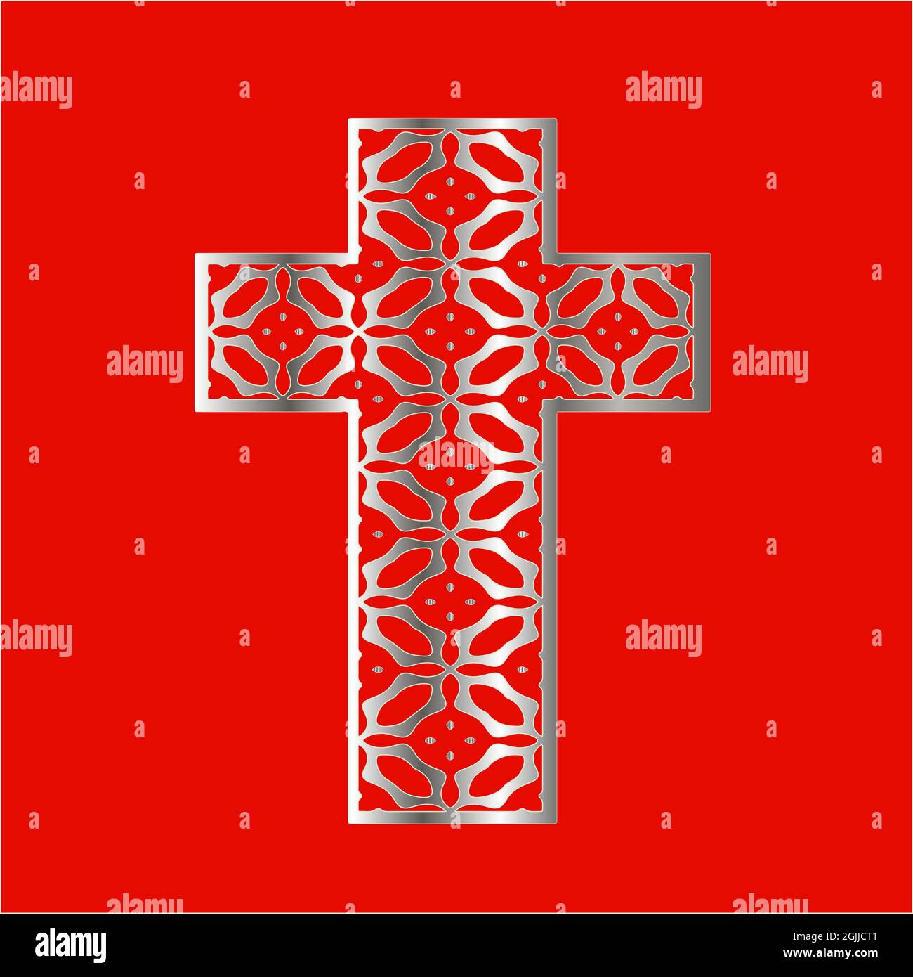 cross with patterns of metal on a red background Stock Vector Image ...