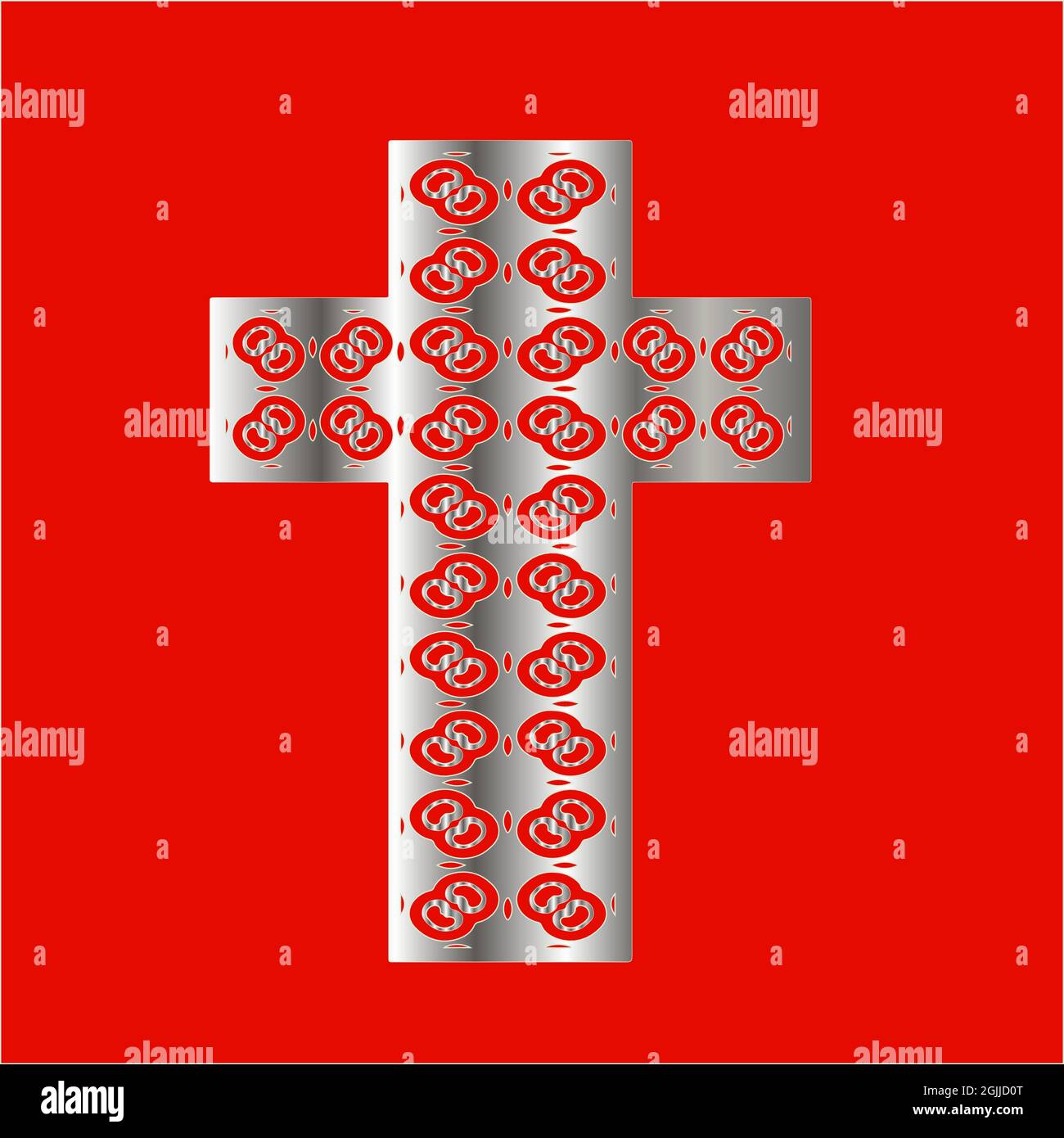 cross with patterns of metal on a red background Stock Vector Image ...