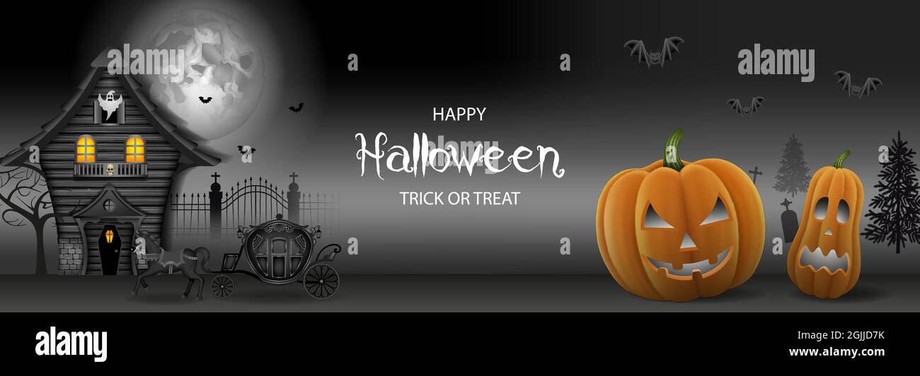 Vector halloween castle pumpkins Stock Vector Images - Alamy