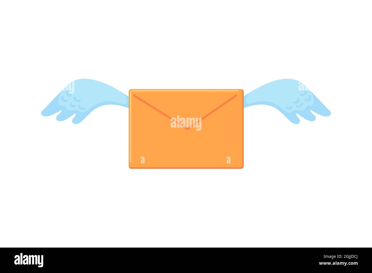 Yellow envelope with wings. Letter flies. Love message or notification ...