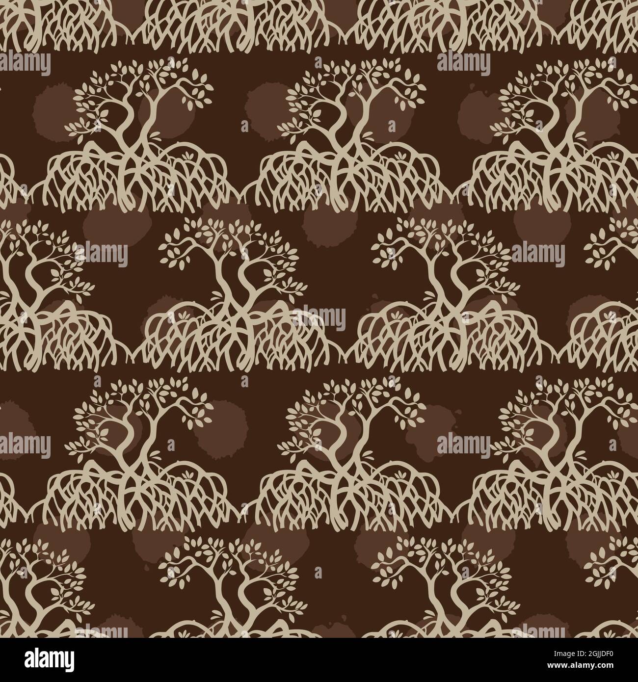 Vector brown of mangrove plants seamless repeat pattern which commonly ...