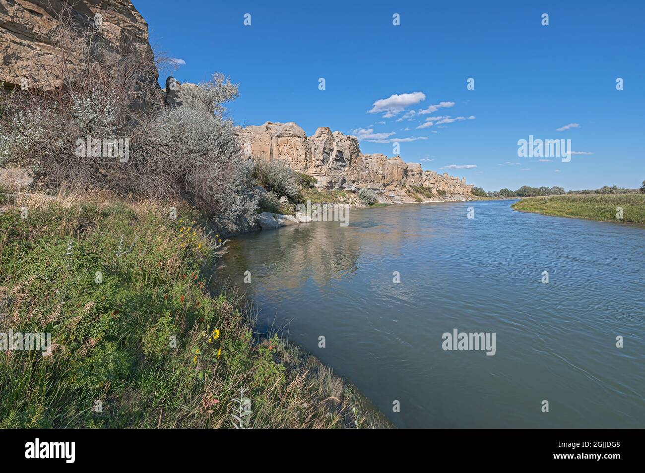 Rock formations on the edge of the Milk River in Writing on Stone ...
