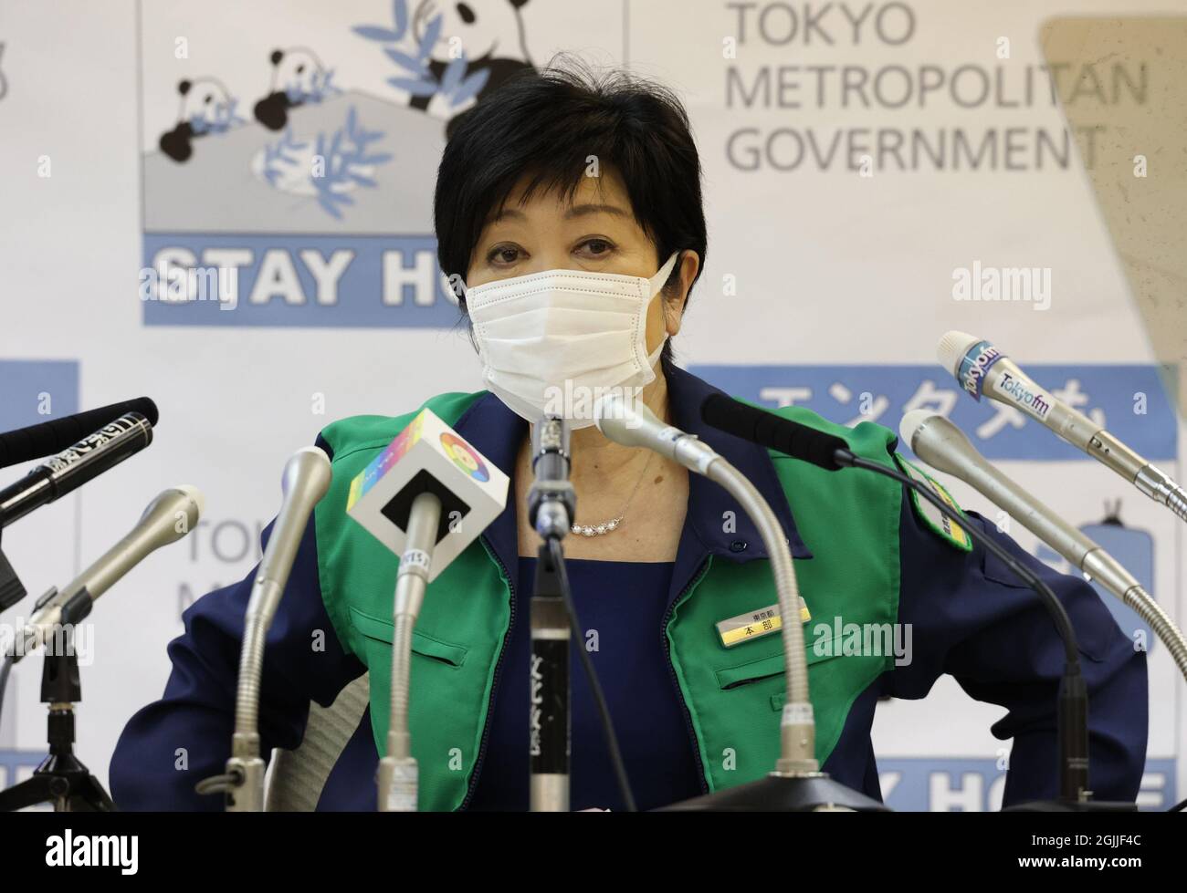 Tokyo, Japan. 10th Sep, 2021. Tokyo Governor Yuriko Koike speaks before ...