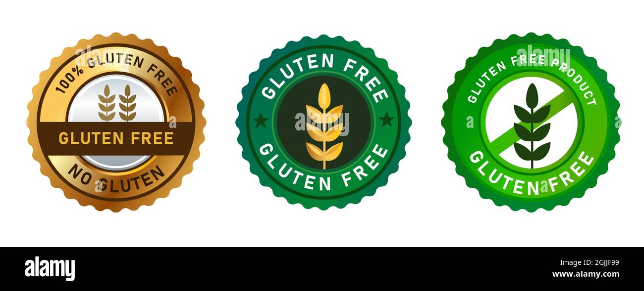 gluten free no wheat emblem sticker stamp symbol logo in green and ...