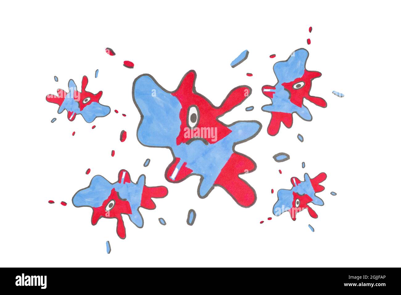 Children's drawing multi-colored blots on a white background isolade ...