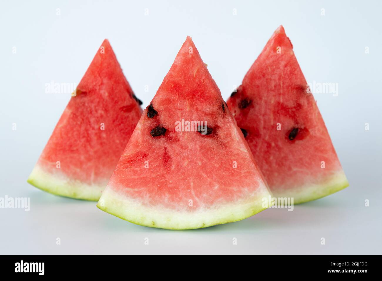 fresh red watermelon slices or pieces and half isolated on white ...