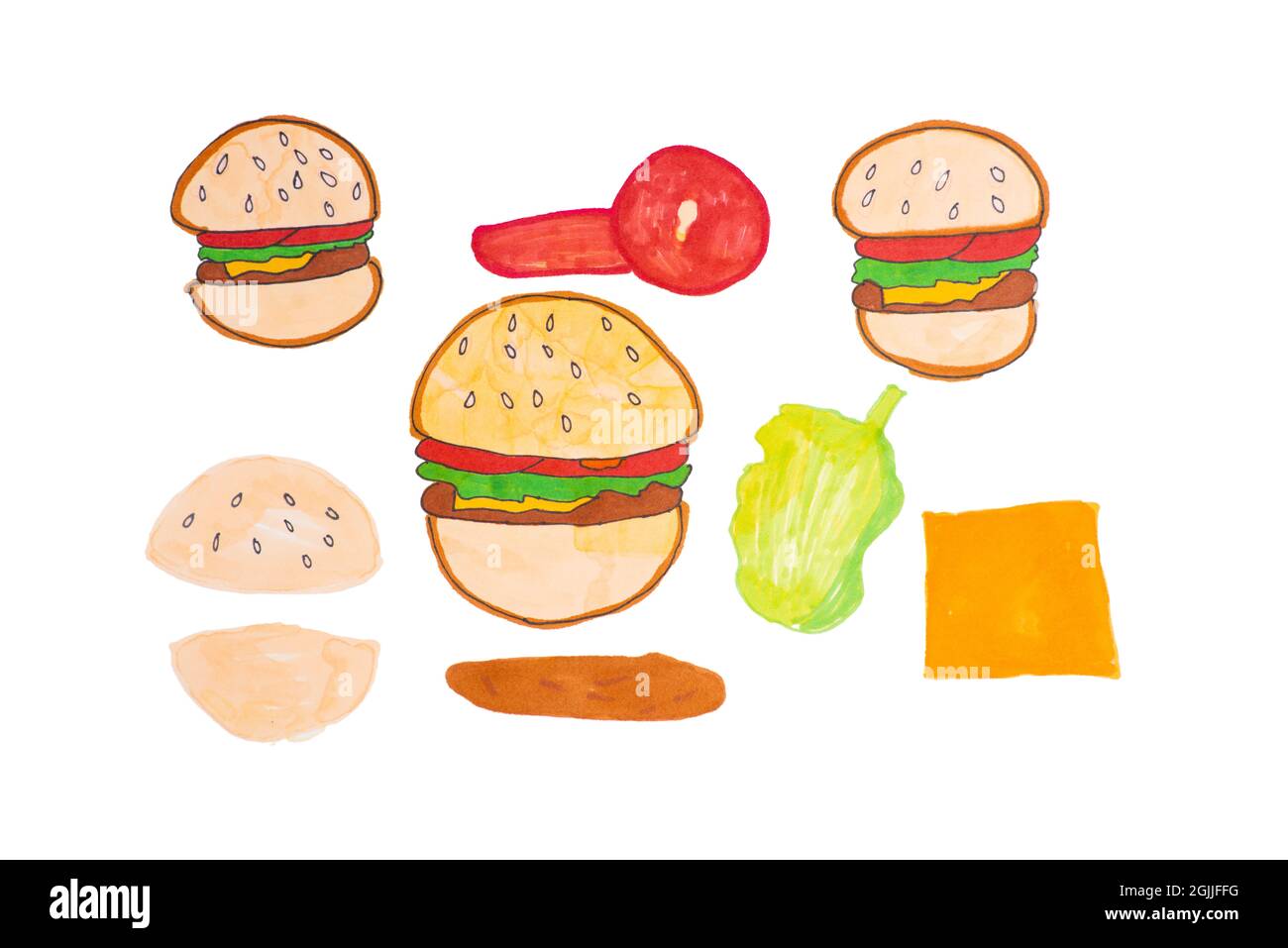 Unhealthy Foods And Drinks Drawing