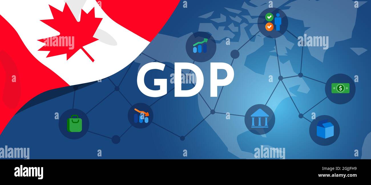 Canada GDP gross domestic product of Canadian flag and map illustration ...