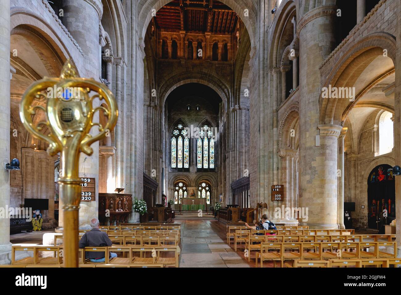 Interior of the historical 12th. century Romsey Abbey Hampshire England ...