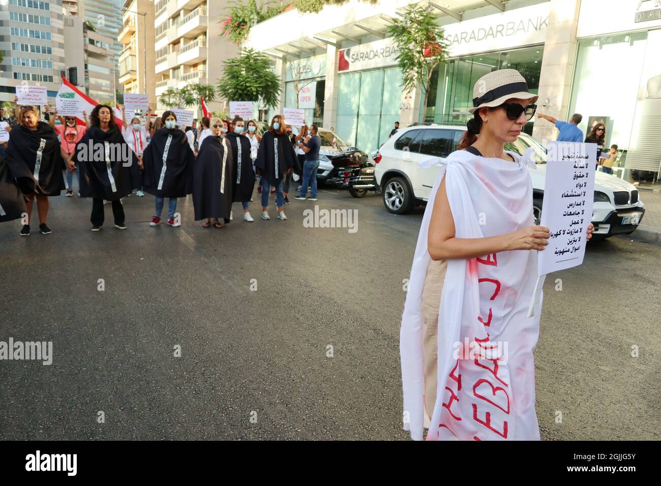 Beirut, Lebanon. 09th Sep, 2021. A group of Lebanese women performs a ...