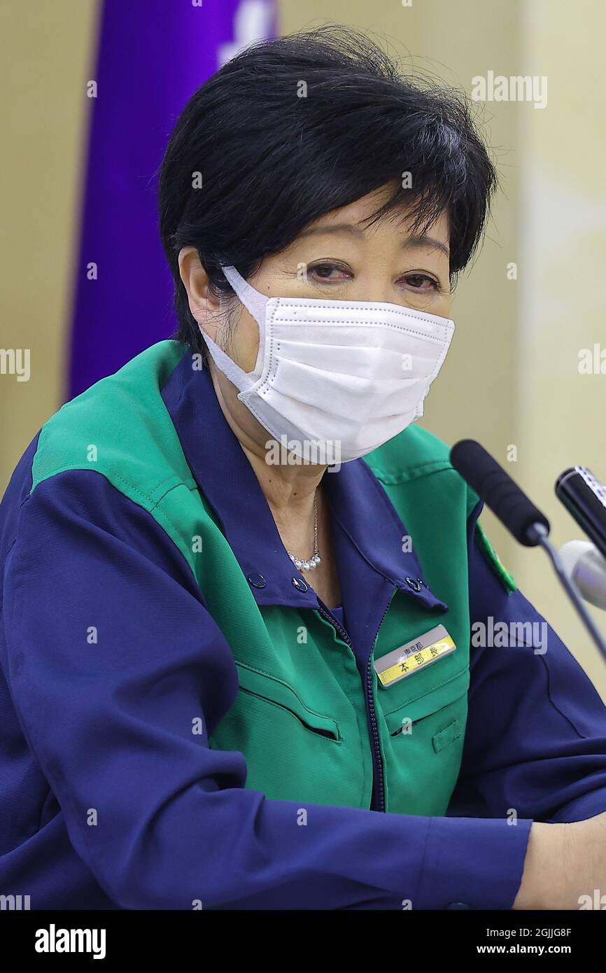 Yuriko Koike, Governor of Tokyo, attends a regular press conference ...