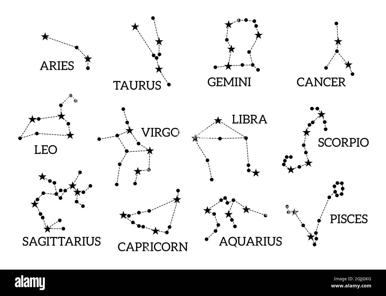 Illustration aries leo sagittarius Black and White Stock Photos ...