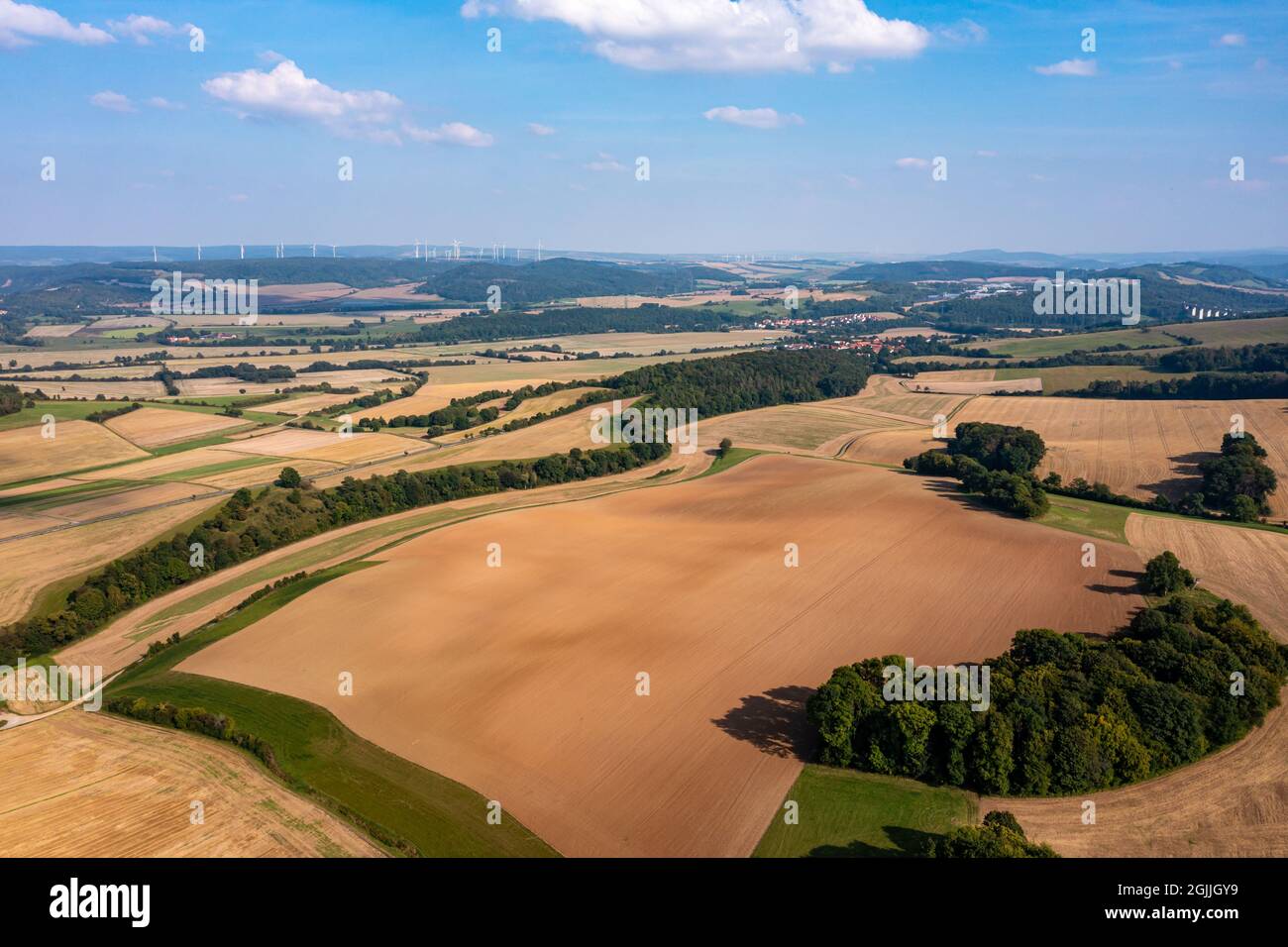 The landscape between Hesse and Thuringia at Herleshausen in Germany ...