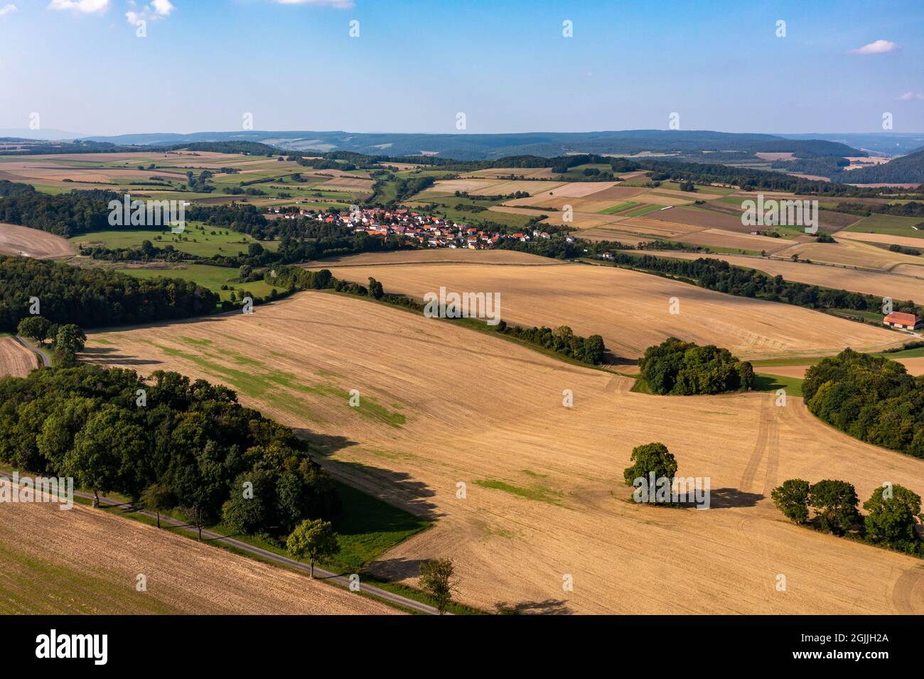 The landscape between Hesse and Thuringia at Herleshausen in Germany ...