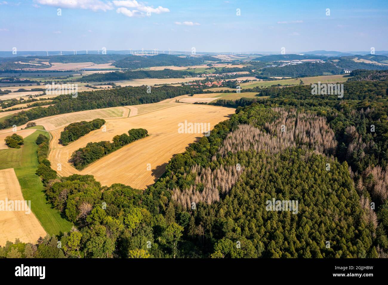 The landscape between Hesse and Thuringia at Herleshausen in Germany ...