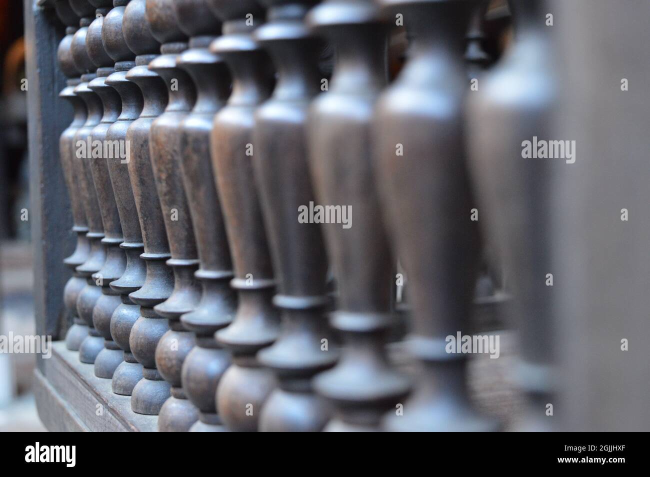 Detail carved wooden fence in ancient town of Hoi An, Vietnam Stock ...
