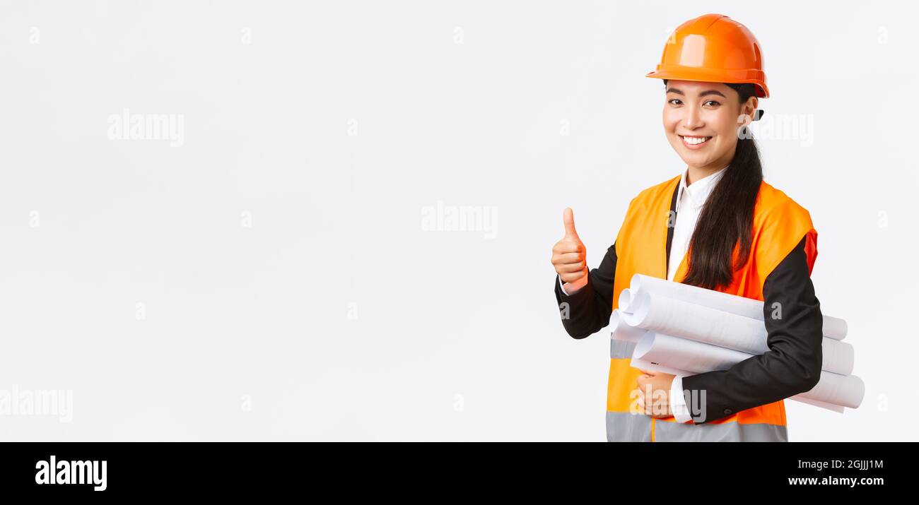 Confident successful female asian construction manager, architect in ...