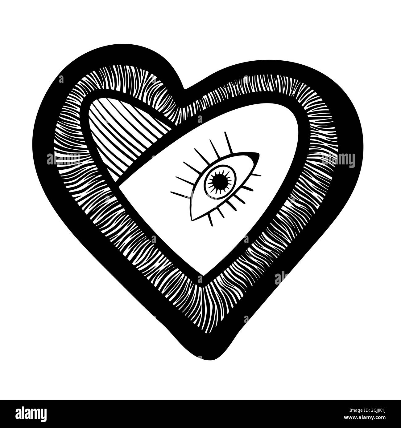 Creative hand drawn heart shape isolated on white background. Vector ...