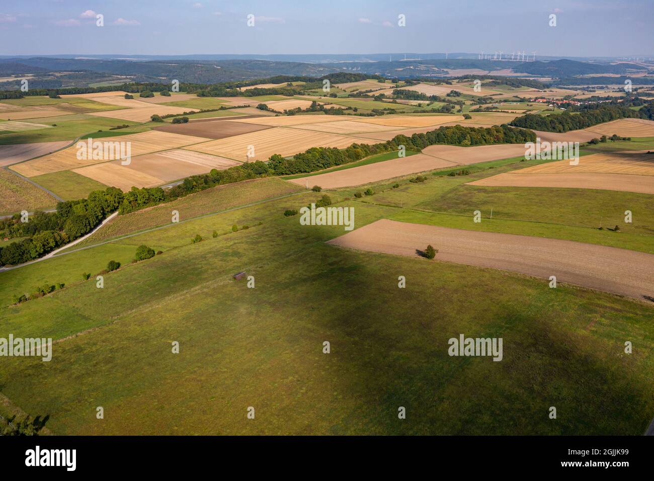 The landscape between Hesse and Thuringia at Herleshausen in Germany ...