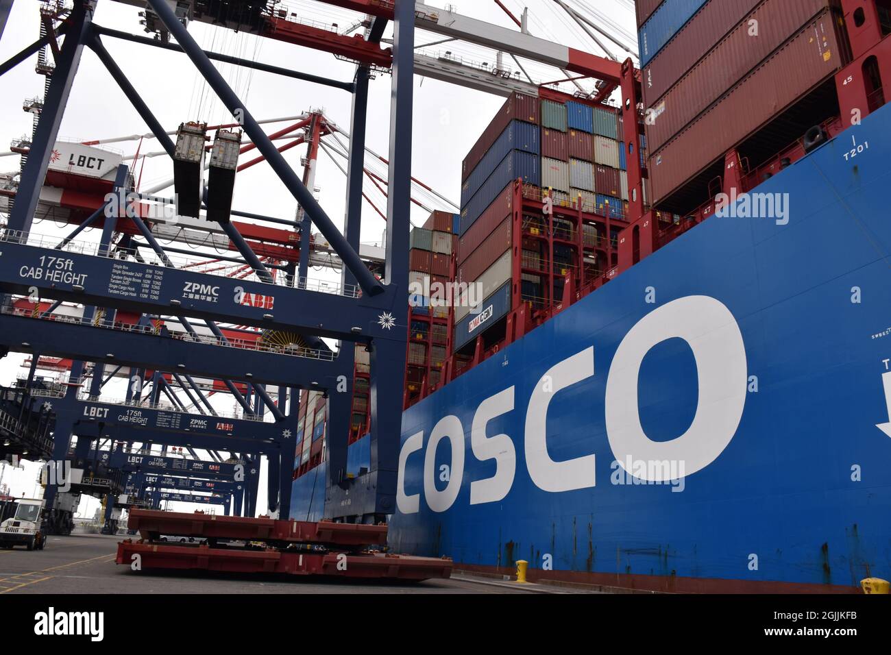 Cosco container ship port of long beach hi-res stock photography and ...
