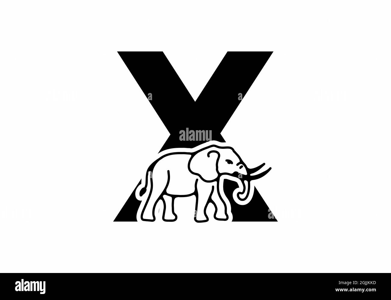 Initial letter X with elephant shape line art design Stock Vector Image ...