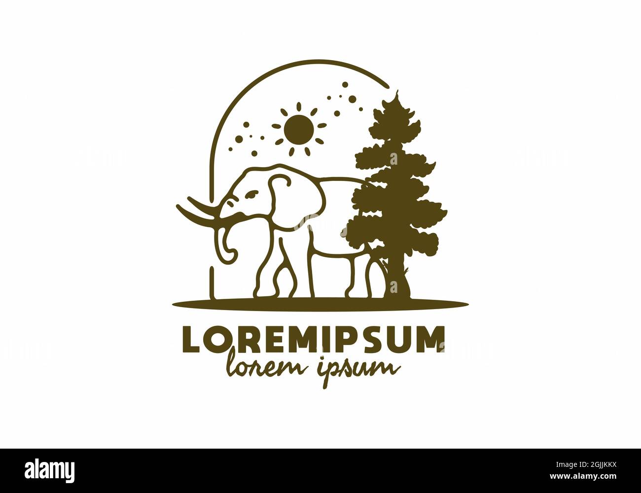 Elephant line art design Cut Out Stock Images & Pictures - Alamy