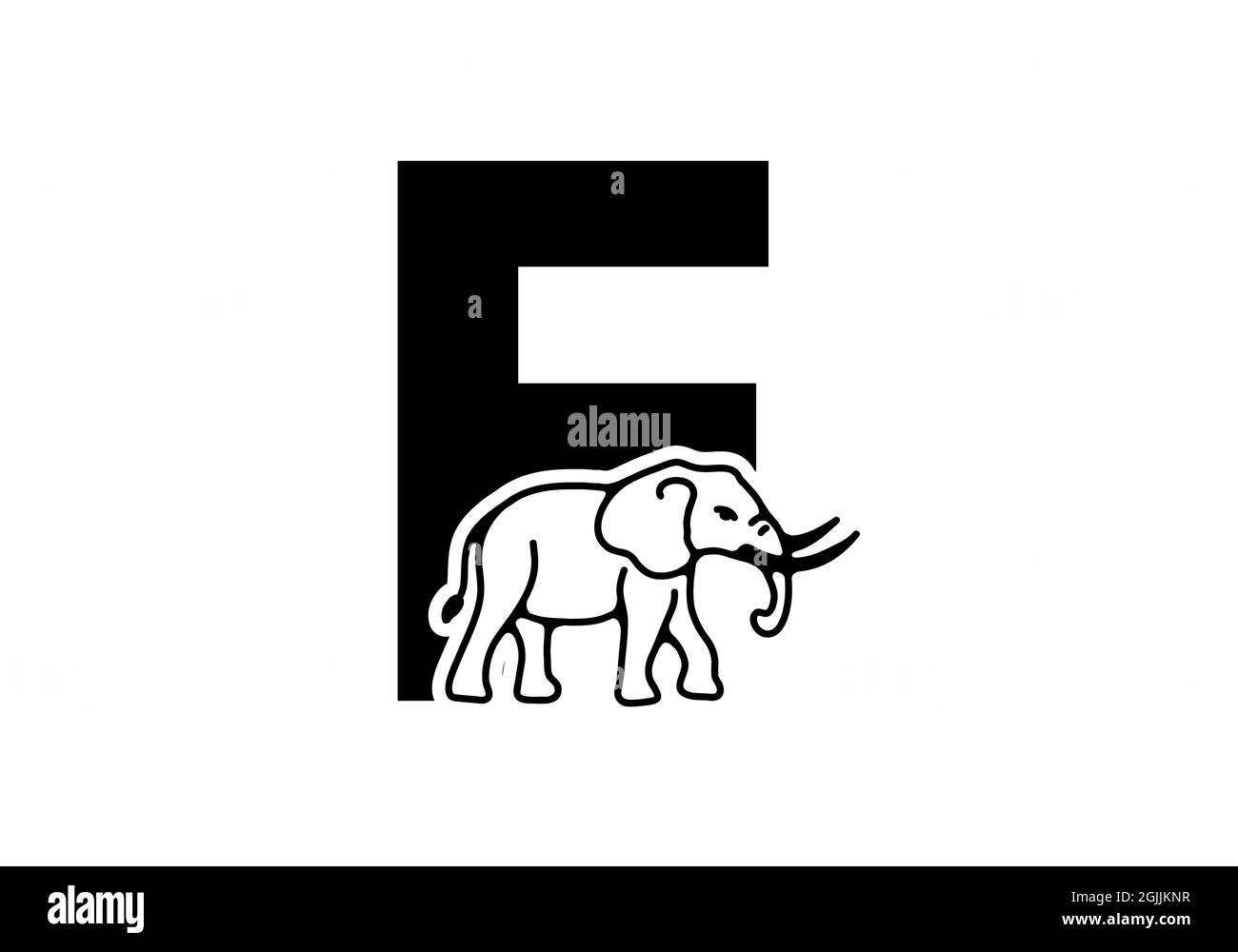 Initial letter F with elephant shape line art design Stock Vector Image ...