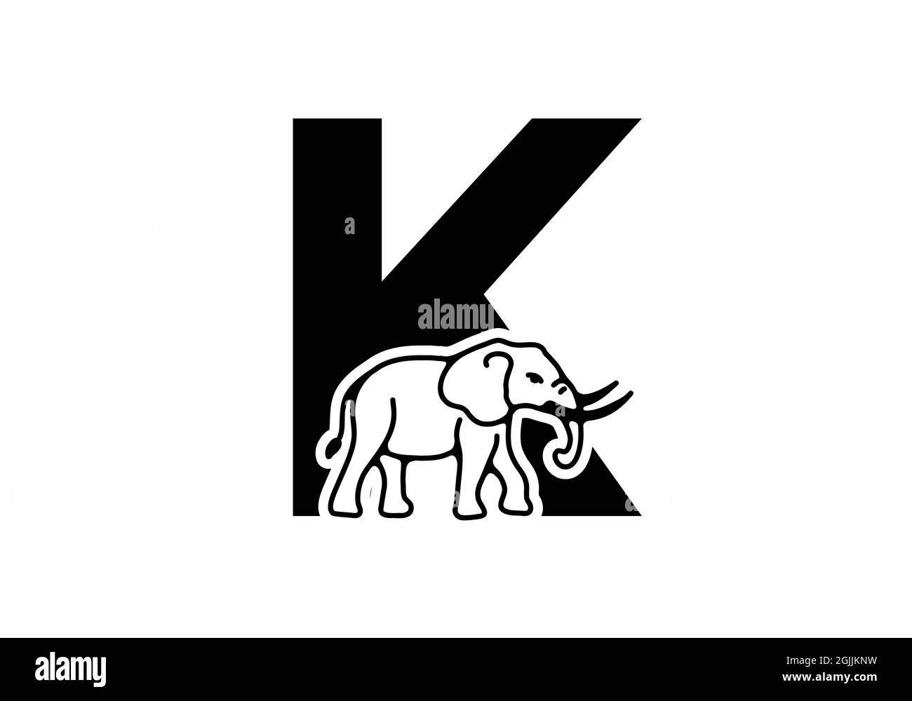 Initial letter K with elephant shape line art design Stock Vector Image ...
