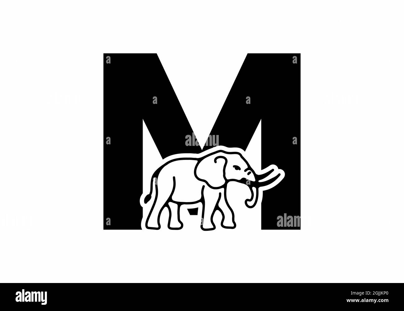 Initial letter M with elephant shape line art design Stock Vector Image ...