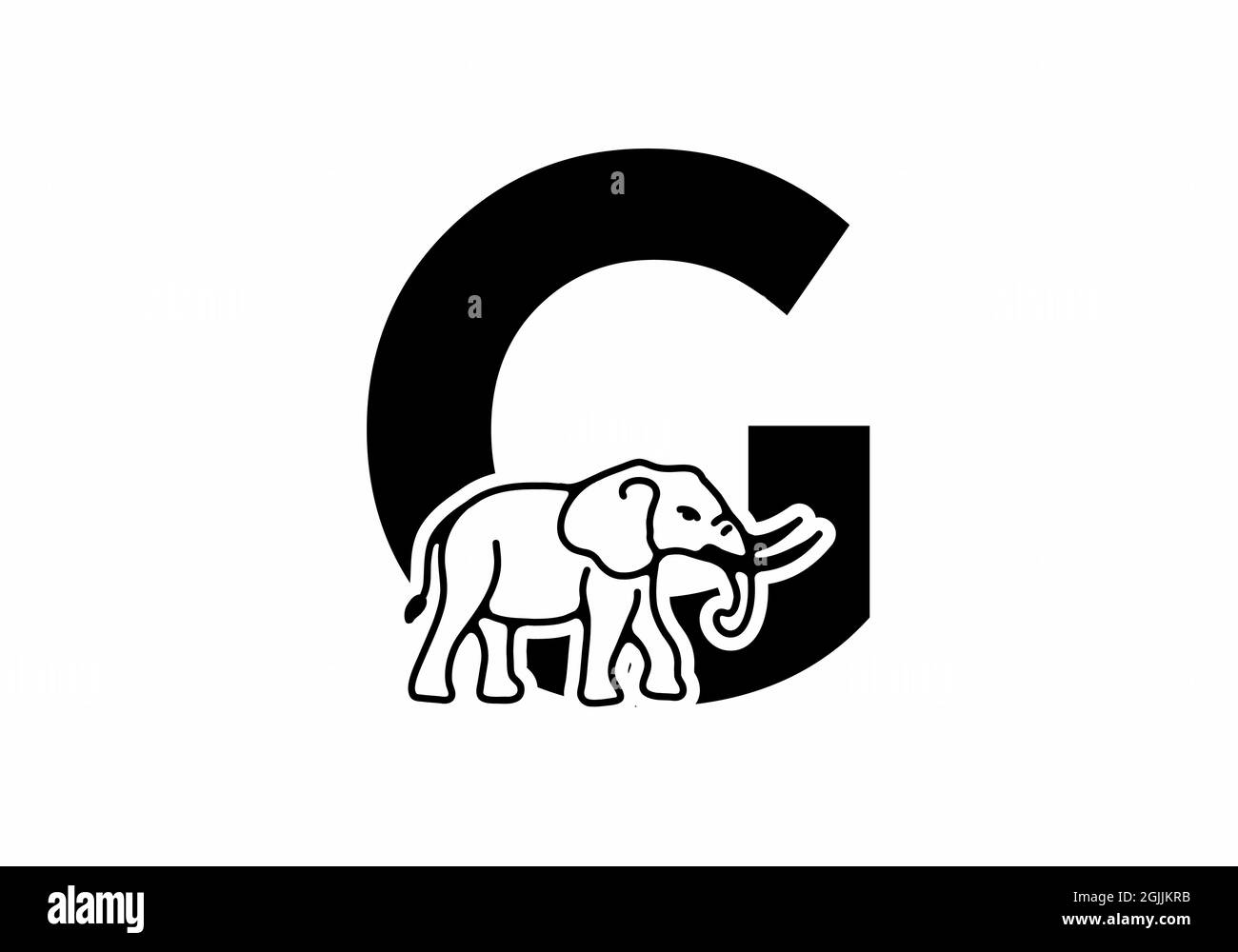 Initial letter G with elephant shape line art design Stock Vector Image ...