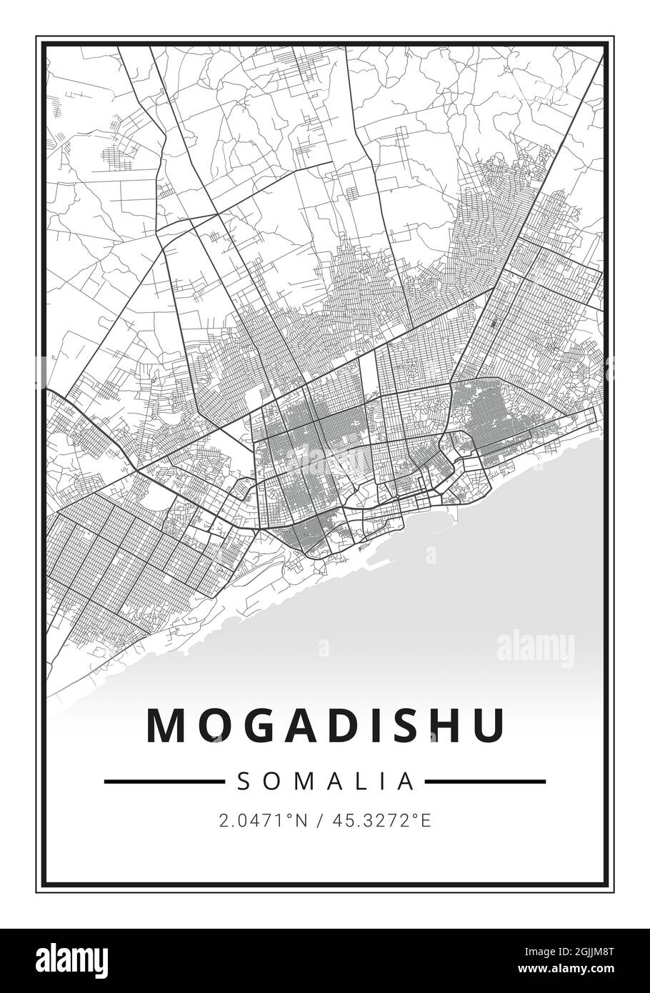 Street map art of Mogadishu city in Somalia - Africa Stock Photo - Alamy