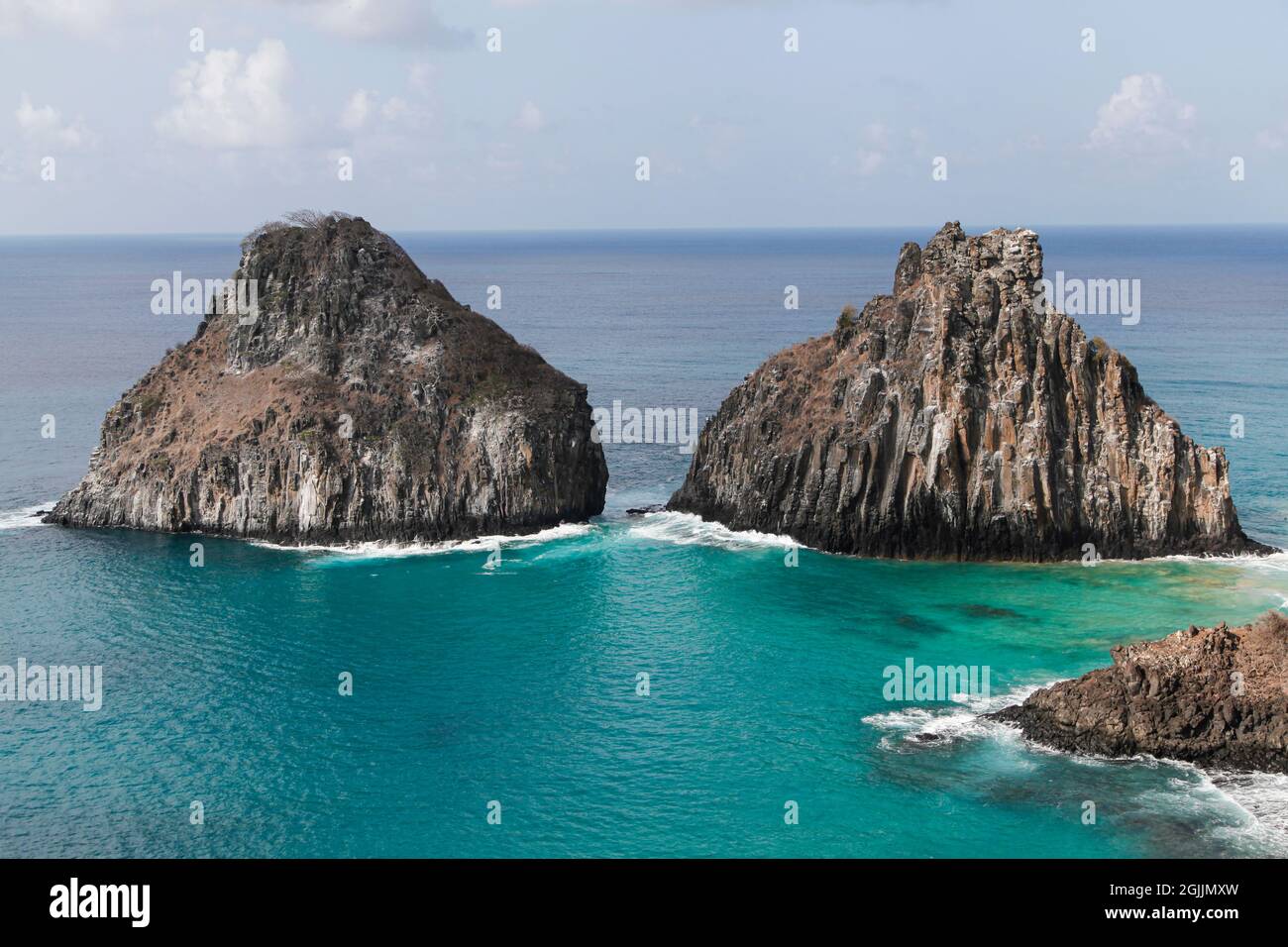 Two brothers mountain in Fernando de Noronha island, Brazil Stock Photo ...