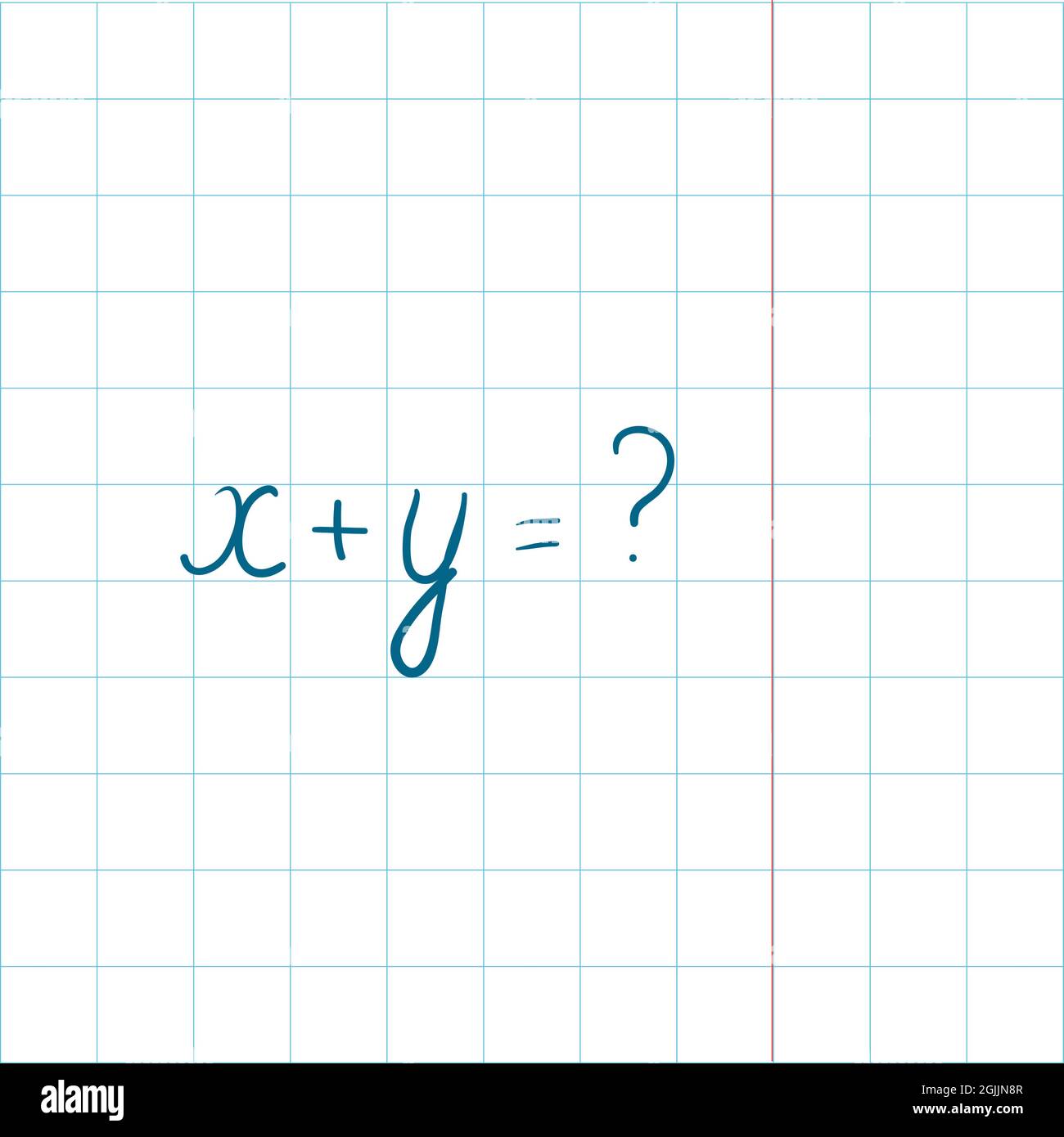 Free hand drawing of school copybook sheet and sign x plus y and ...
