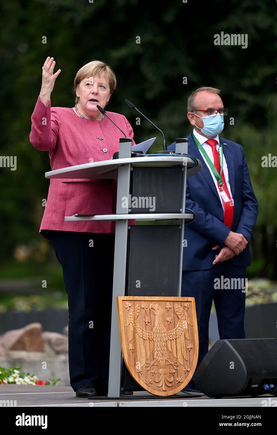 Templin, Germany. 10th Sep, 2021. German Chancellor Angela Merkel (CDU ...