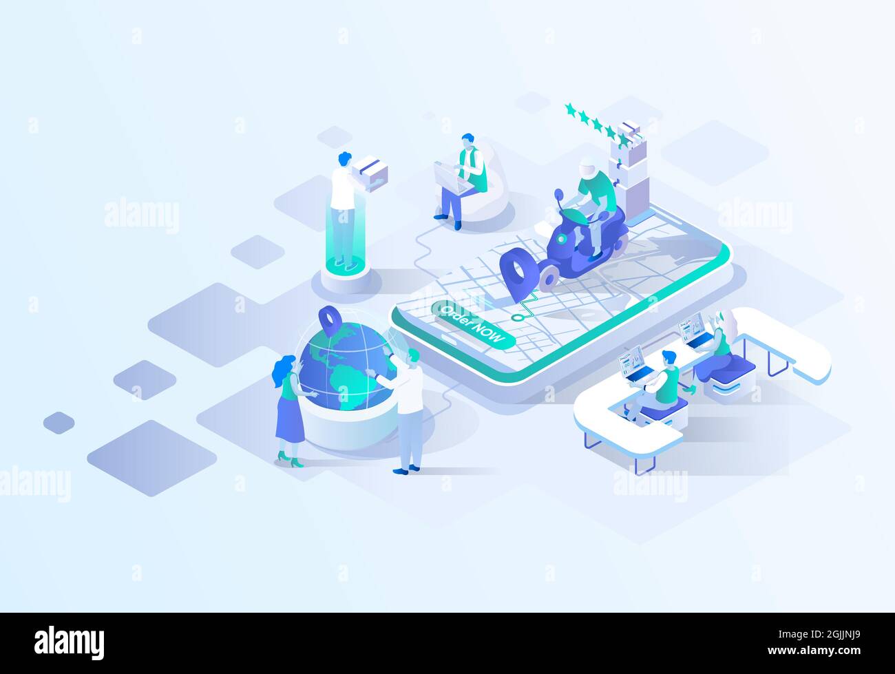 illustration of delivery technology team Stock Vector Image & Art - Alamy