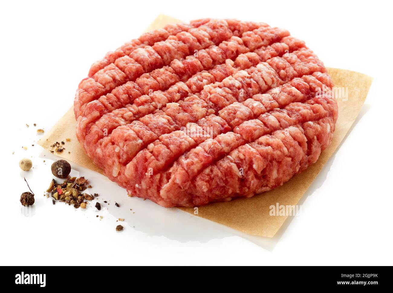 Raw hamburger meat isolated on white background Stock Photo - Alamy
