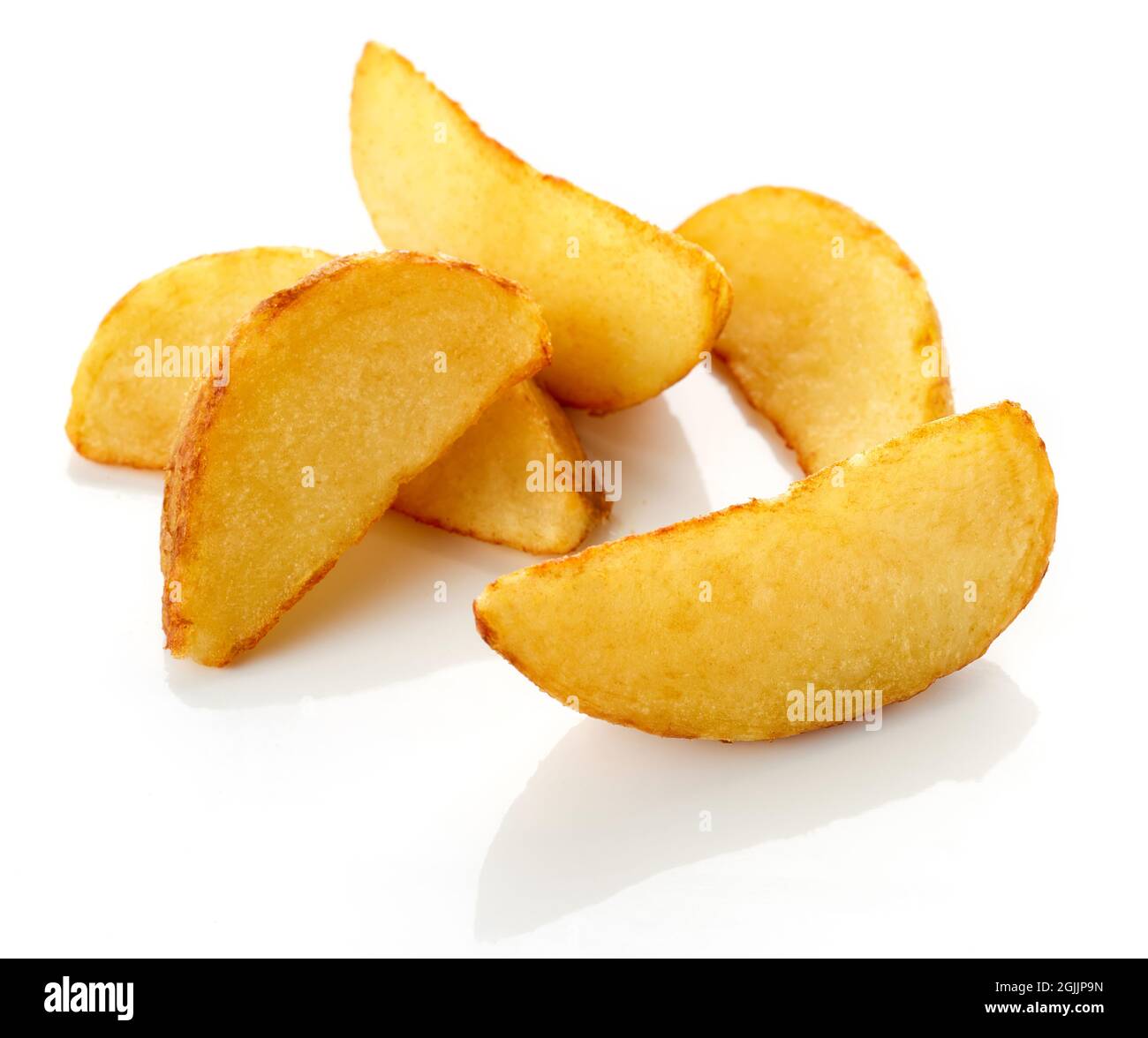 Freshly cooked potato wedges isolated on white background Stock Photo ...
