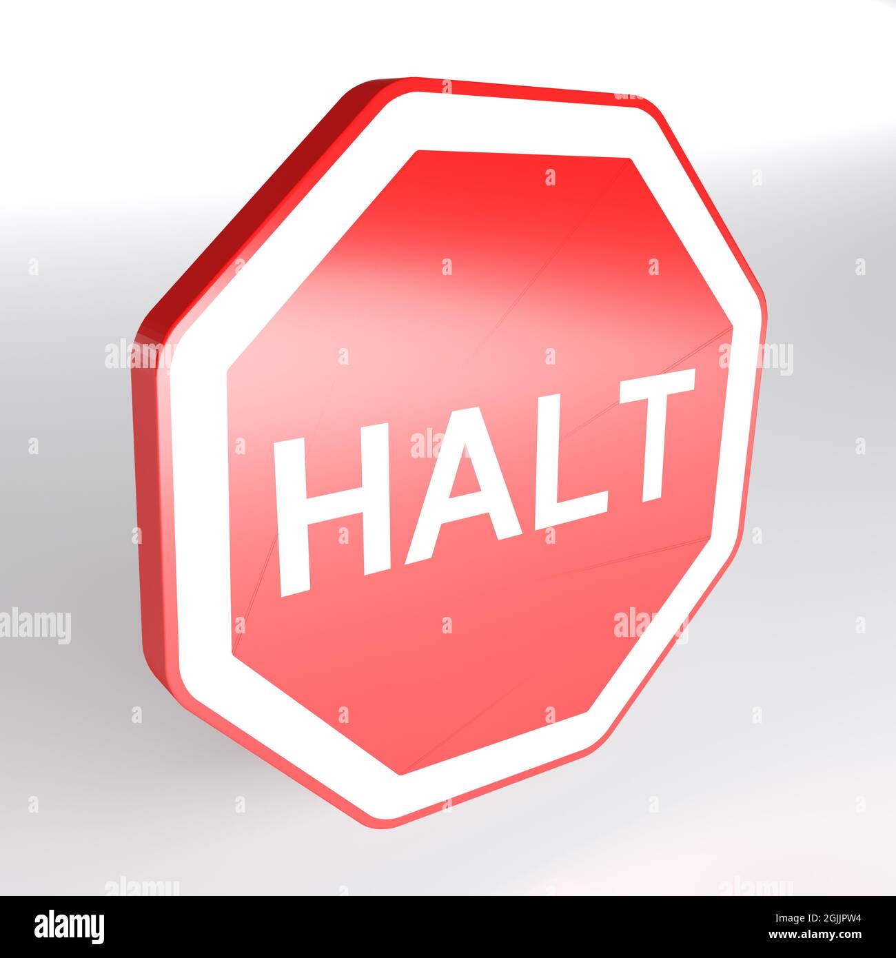 HALT red and white street sign isolated on white background - 3D ...
