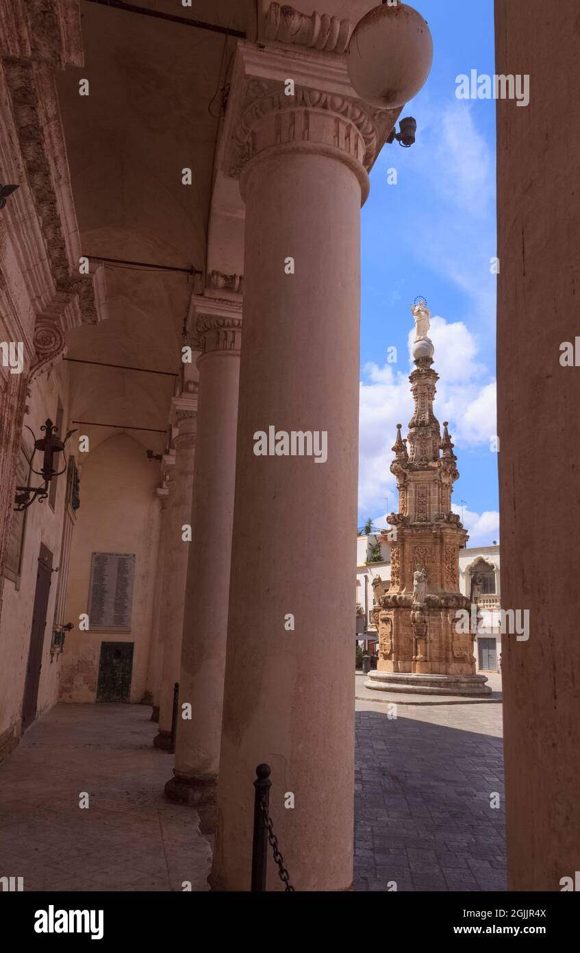 View of the historic centre of Nardò in Apulia, Italy: Salandra Square ...