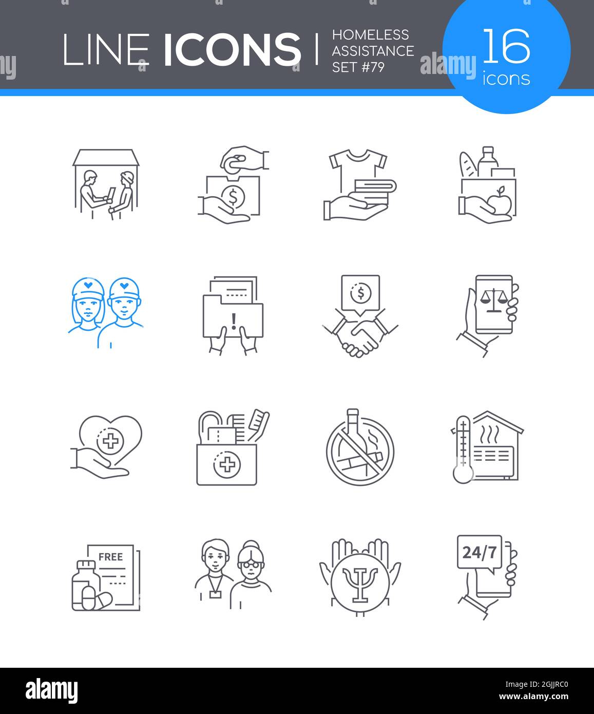 Home assistance - modern line design style icon set. This collection is ...