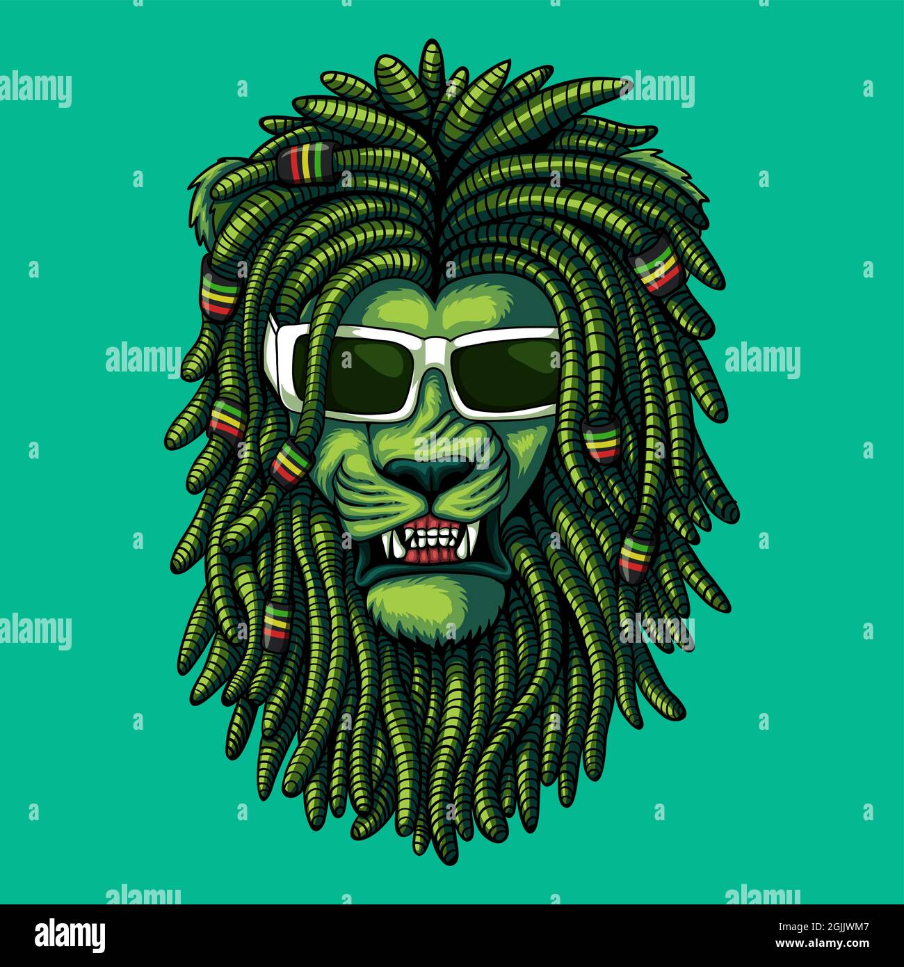 Lion green dreadlocks vector illustration Stock Vector Image & Art - Alamy