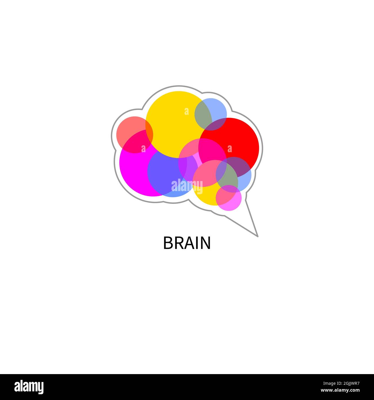 Brain abstract flat geometric logo. Colorful brain icon made of circles ...