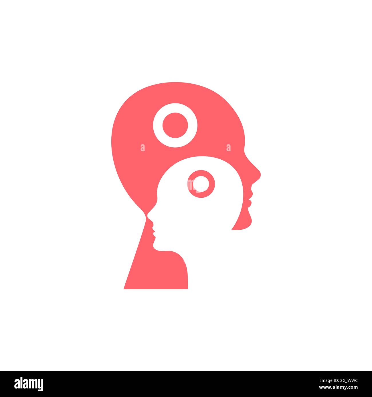 Empathy symbol. Two male profiles. Psychology icon. Communication sign ...