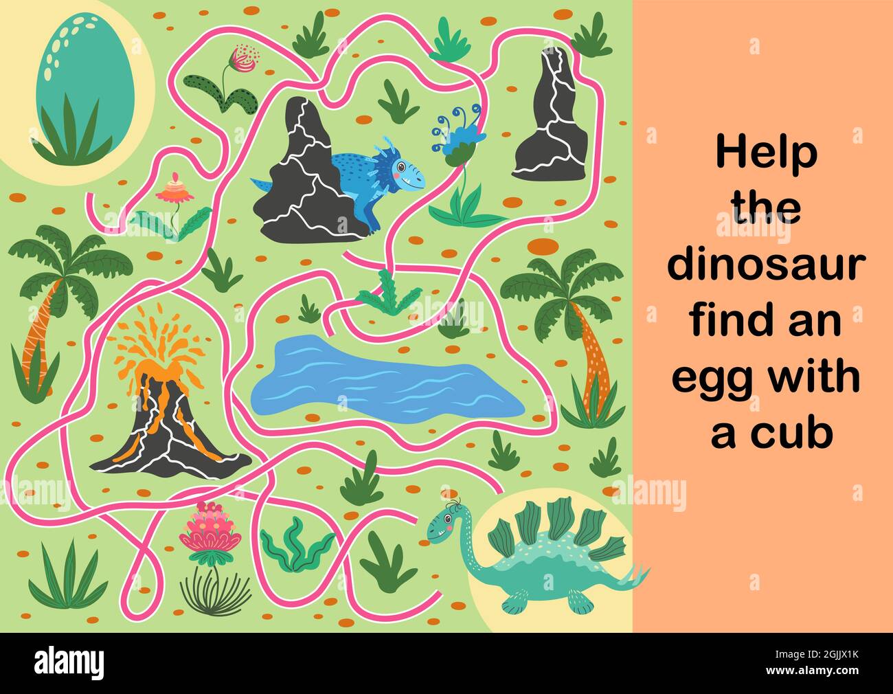 A fun labyrinth for children. Help the dinosaur find his cub. Children ...