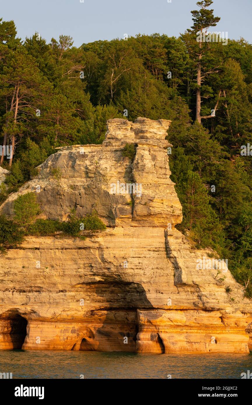 Miners Castle along Pictured Rocks as viewed from the water Stock Photo ...