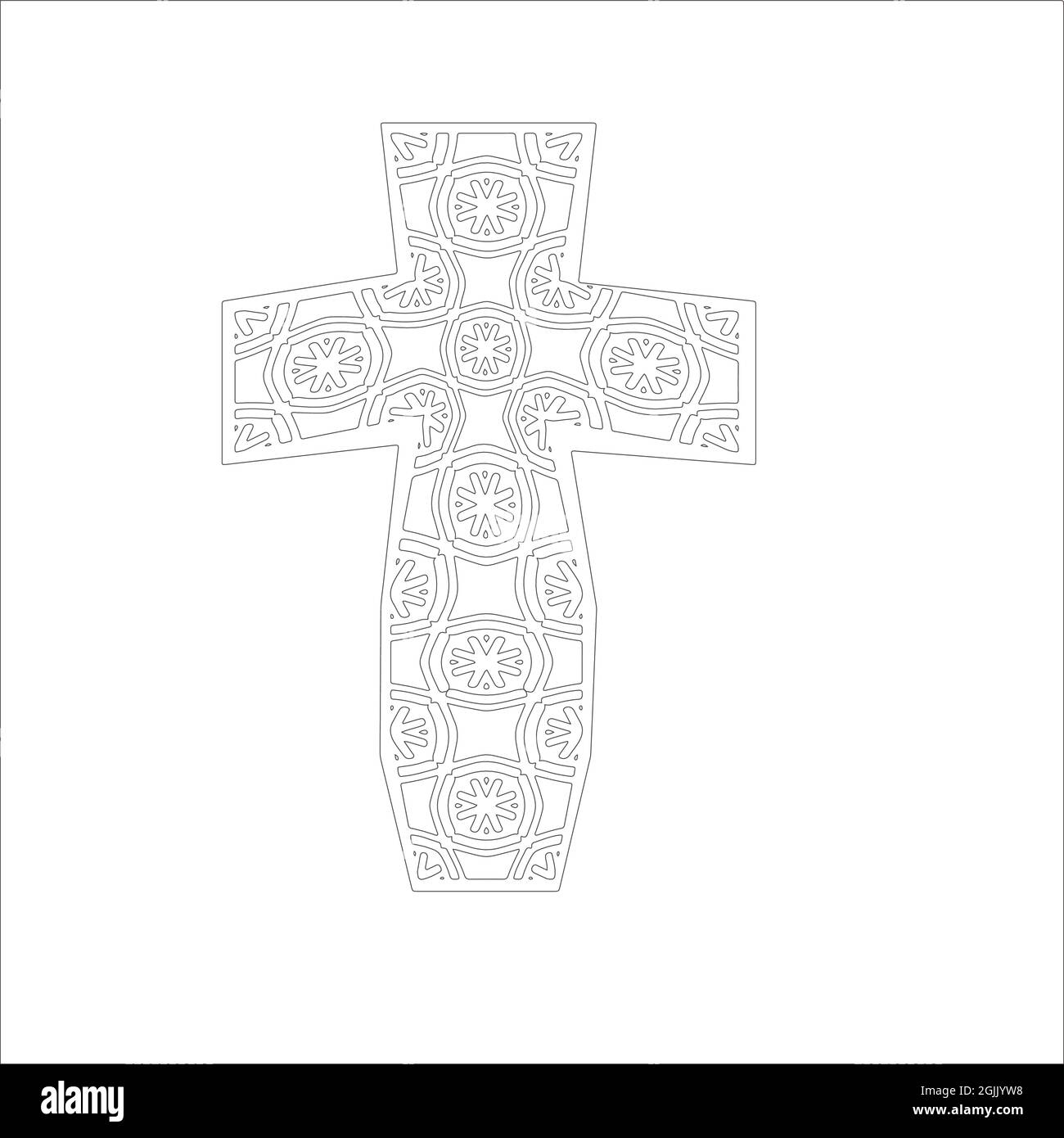 cross with black and white patterns on a white background Stock Vector ...