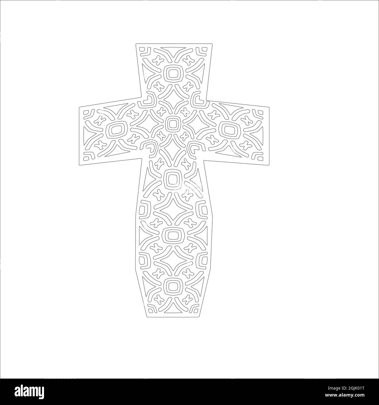 cross with black and white patterns on a white background Stock Vector ...