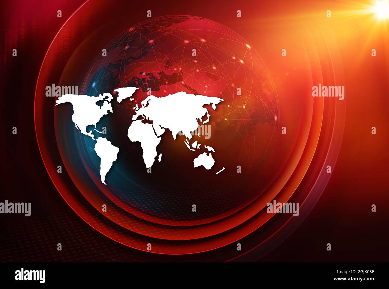 Illustration of earth globe with connection lines through countries ...